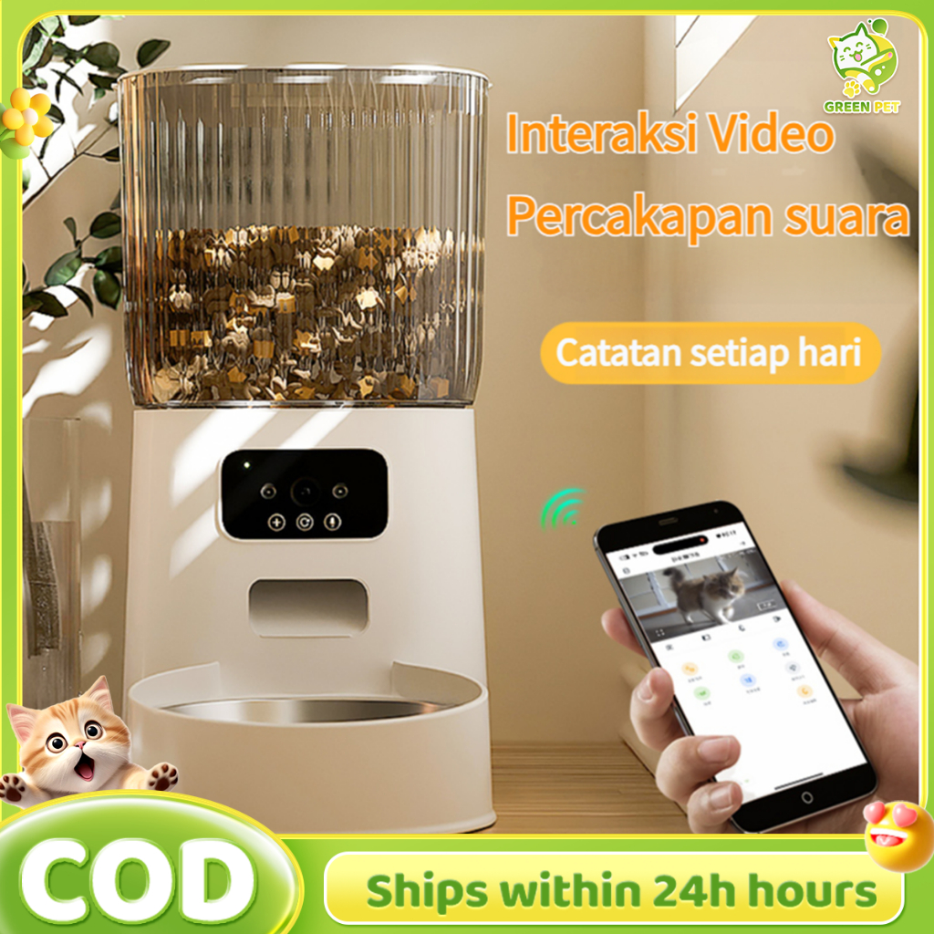 Jual PAPAPET App+Camera Intercom Smart Pet Feeder Automatic Pet Feeder ...