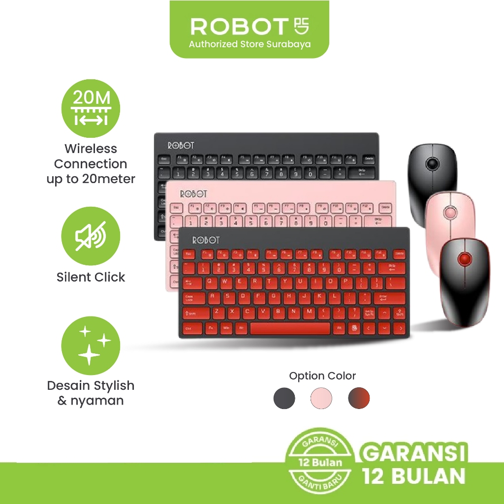 Jual ROBOT Keyboard Combo Mouse Wireless Mini ROBOT KM3000 Design ...