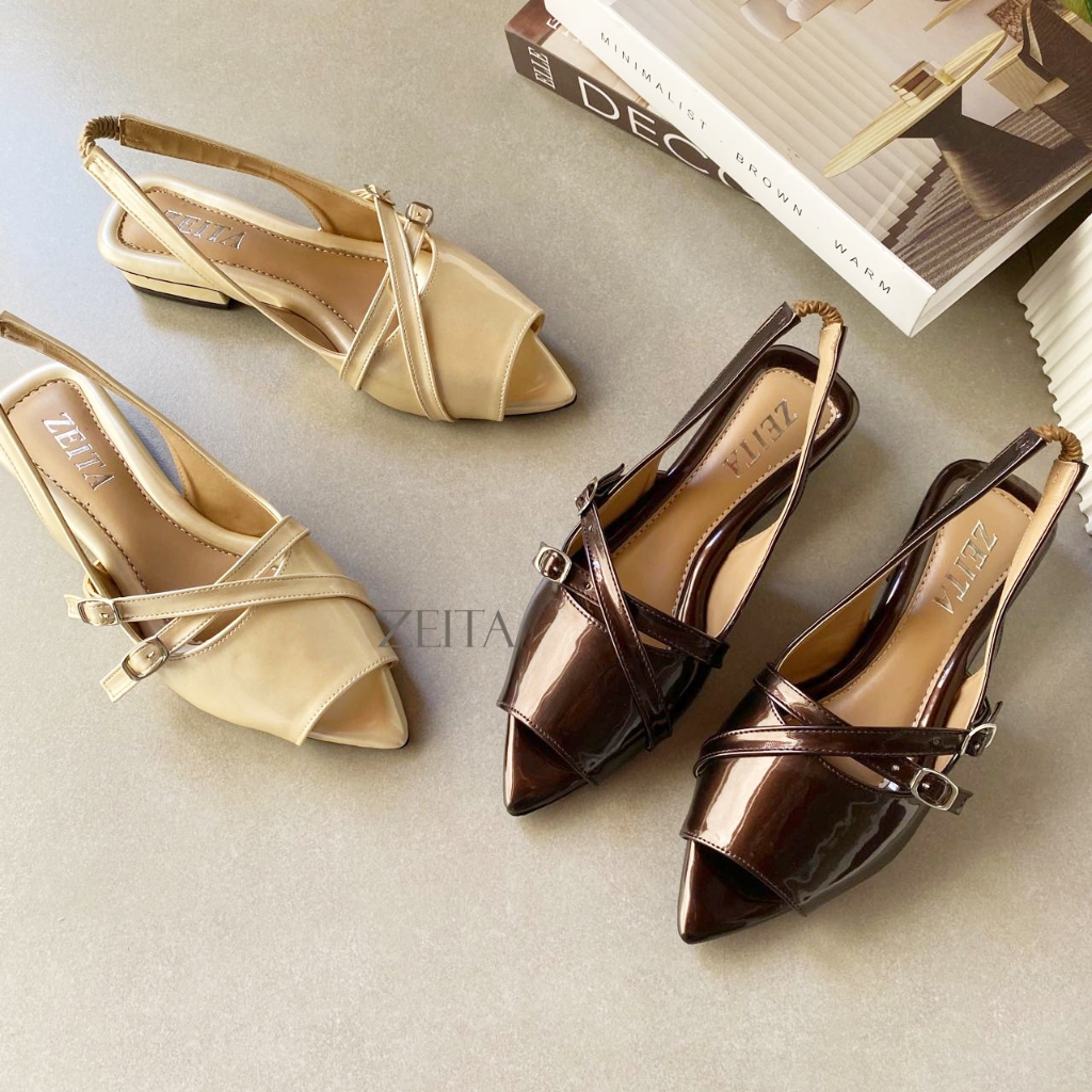 Jual ZEITA Sandal Heels Wanita Terbaru Model Trendy Tali Belakang Hak ...