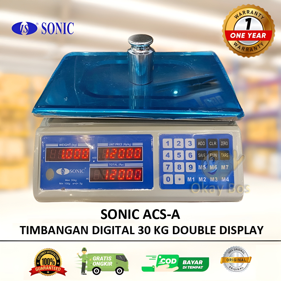 Jual SONIC ACS-A Timbangan Digital 30 Kg Double Display Timbangan Buah 30KgTimbangan Sembako ...
