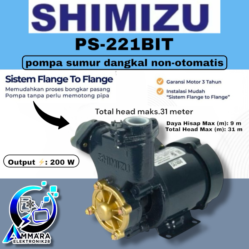 Jual Pompa Air SHIMIZU PS-221 BIT pompa sumur dangkal non-otomatis | Shopee Indonesia