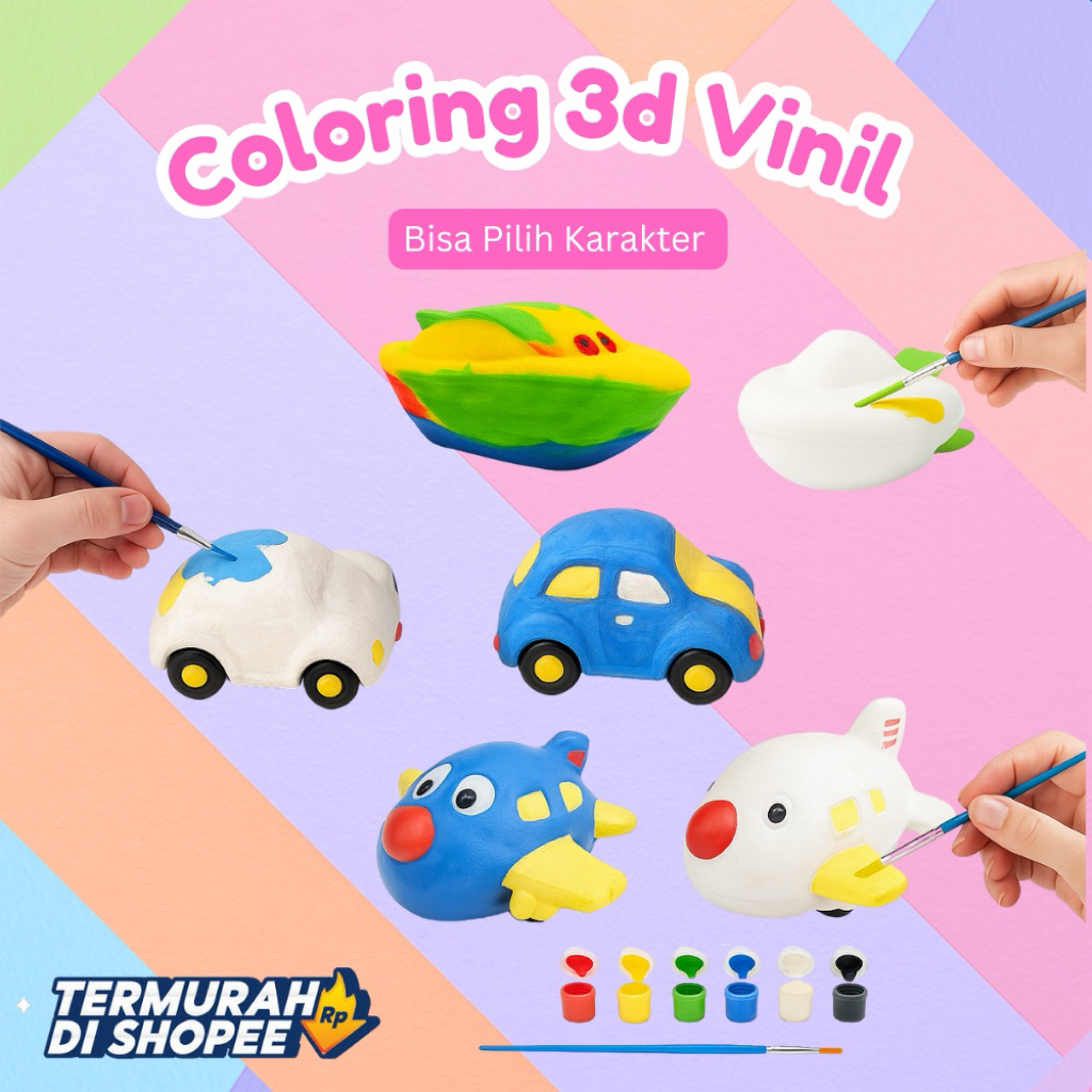 Jual [EDUFUNTOYS] Mainan Mewarnai 3D Vinil | Coloring Set Cat 6 Warna ...