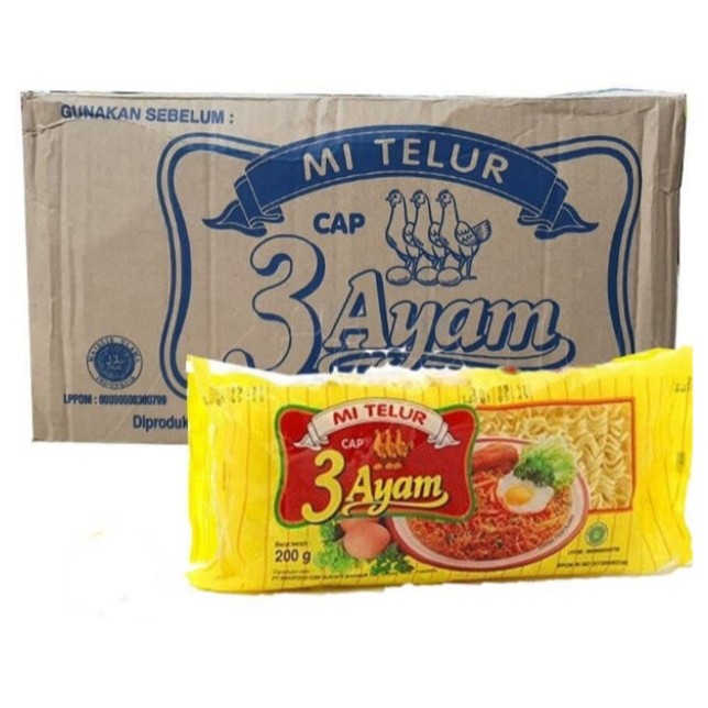 Jual KHUSUS INSTANT [DUS] MIE TELUR TELOR KUNING CAP 3 AYAM 200GR/PACK ...