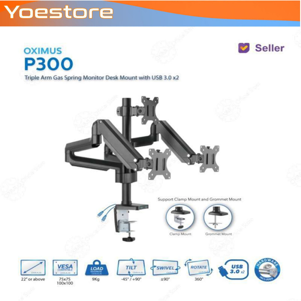 Jual BRACKET MONITOR GAS SPRING OXIMUS P300 TILT SWIVEL ROTATE USB 3.0 ...