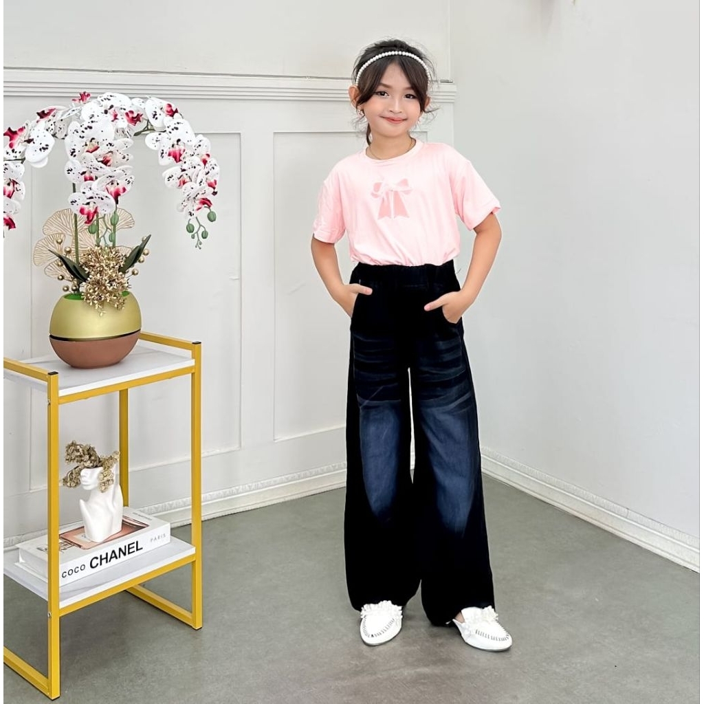 Jual CELANA KULOT JEANS ANAK PEREMPUAN Usia 7-12 tahun Skena Semi Gombrong Fashion bahan tidak ...
