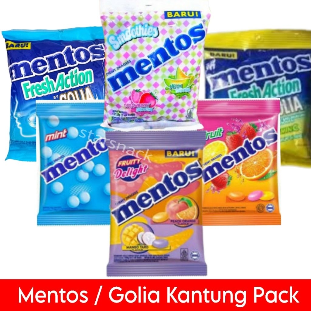 Jual Mentos smoothies mint fruit mango taro permen Golia Lemon pack ...