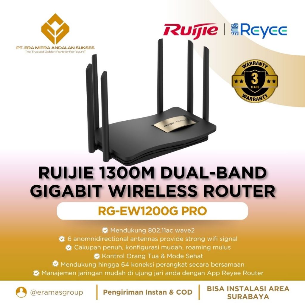 Jual RUIJIE RG-EW1200G PRO 1300M Dual-band Gigabit Wireless Router ...