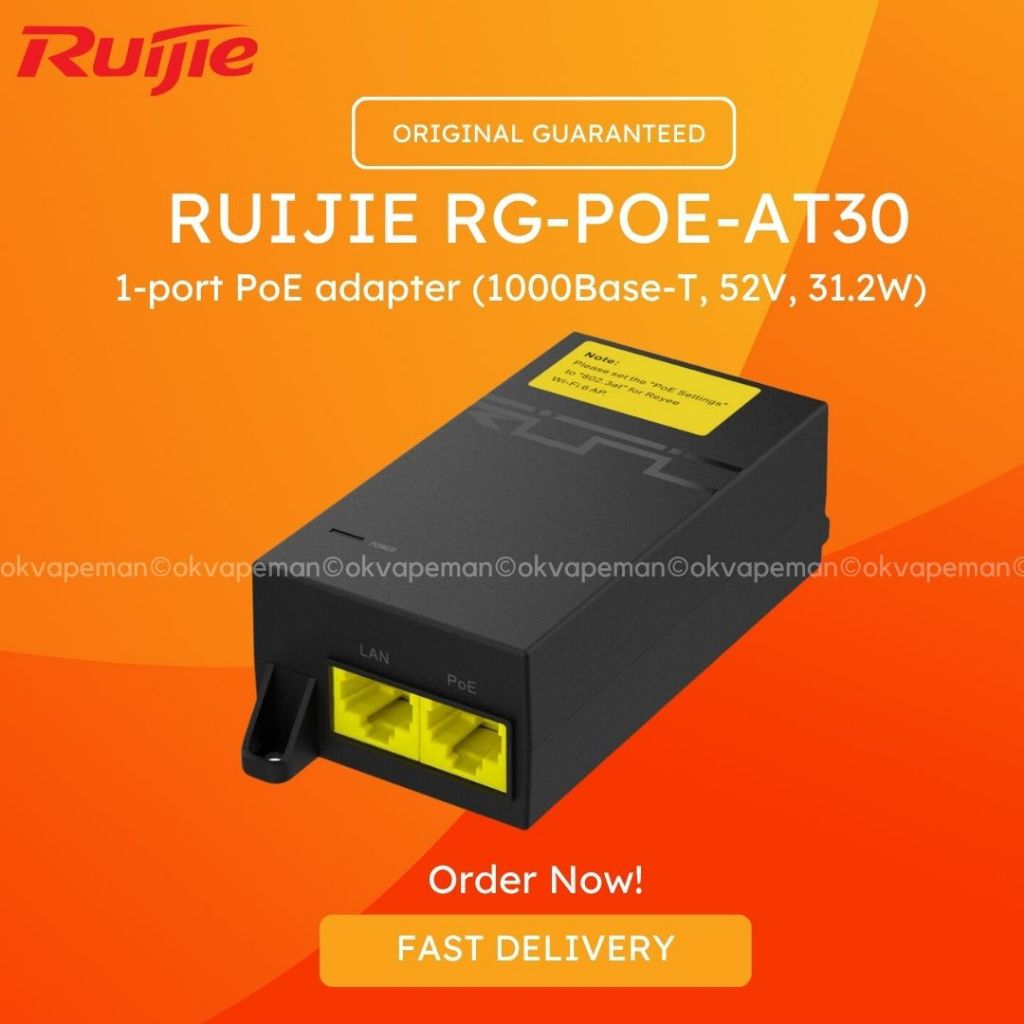 Jual RUIJIE RG-POE-AT30 1-port PoE adapter (1000Base-T, 52V, 31.2W) | Shopee Indonesia