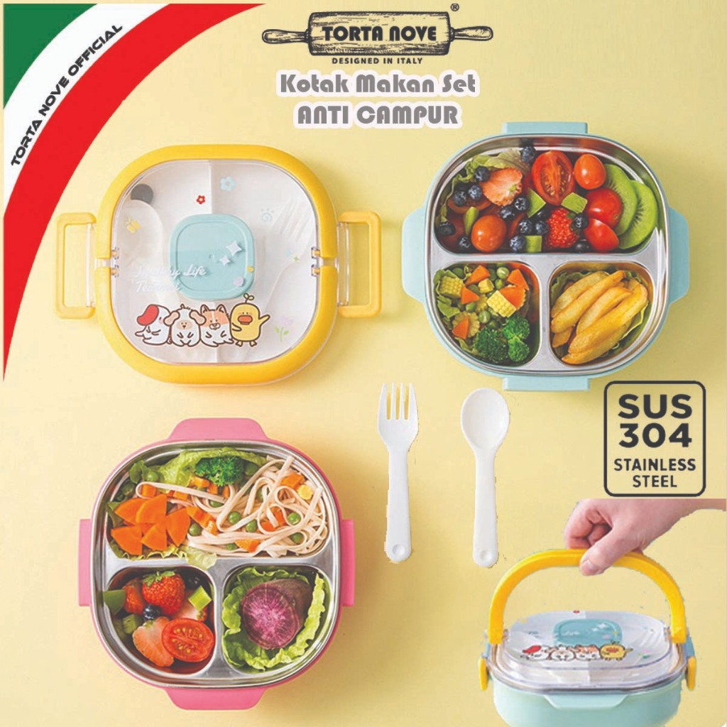 Jual Kotak makan stainless steel 304 anti campur Bocor Sekat Lunch Box Set Kotak Bekal anak ...