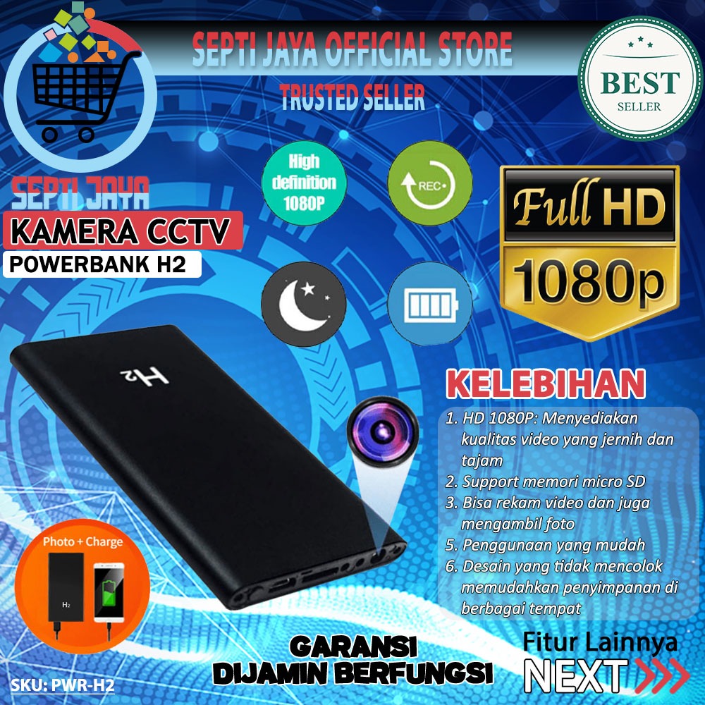 Jual Septijaya Kamera Mini Powerbank H2 HD 1080P 5000MAH Hidden Camera ...