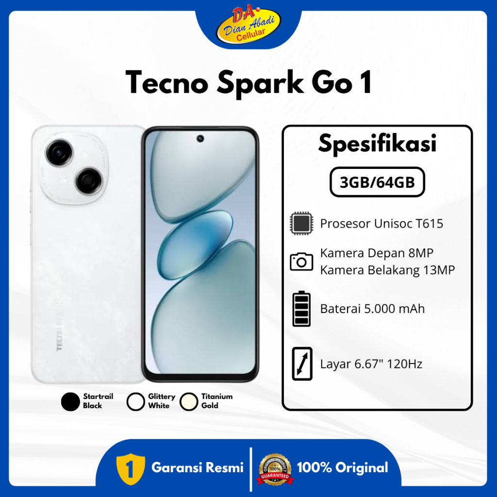 Jual Tecno Spark Go 1 RAM/ROM 3GB/64GB Garansi Resmi | Shopee Indonesia