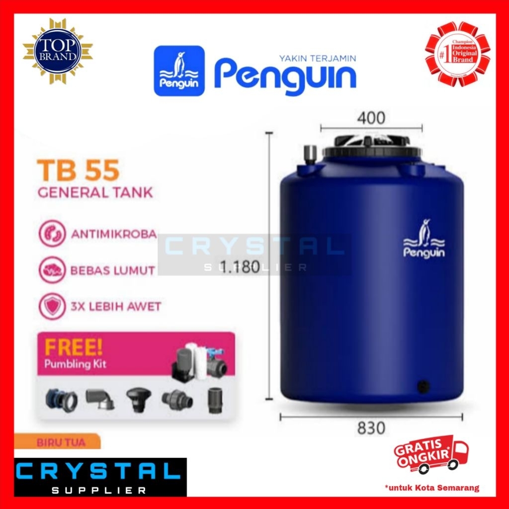 Jual Tangki Air PENGUIN TB 55 Biru 520 Liter Toren TB55 Tandon Torn ...