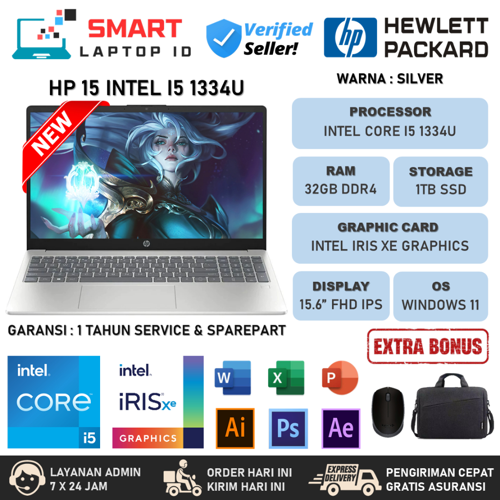Jual PROMO Laptop HP 15 Intel i5 1334U Ram 32GB 1TB SSD 15.6 inch Iris ...