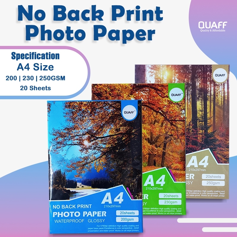 Jual A4 Size QUAFF No Back Print Photo Paper Glossy Inkjet Paper 200gsm / 230gs / 250gsm ...