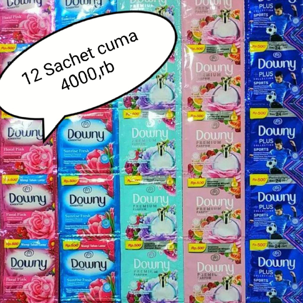 Jual Downy 500 gope ukuran 10,ml ( 1 renceng isi 12 sachet ) ( KEMASAN ...