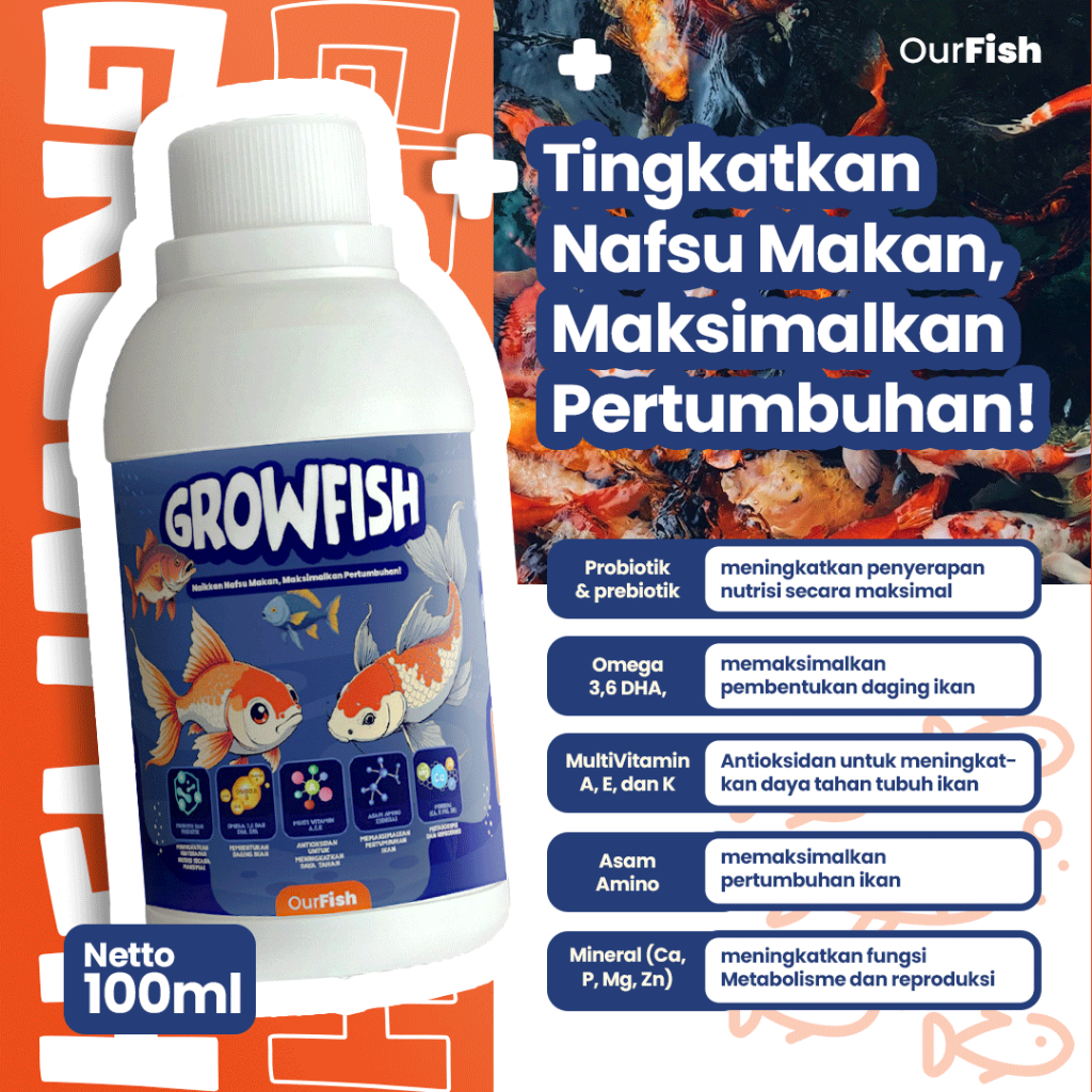 Jual OURFISH - Growfish Vitamin Ikan, Perangsang Nafsu Makan Ikan dan ...