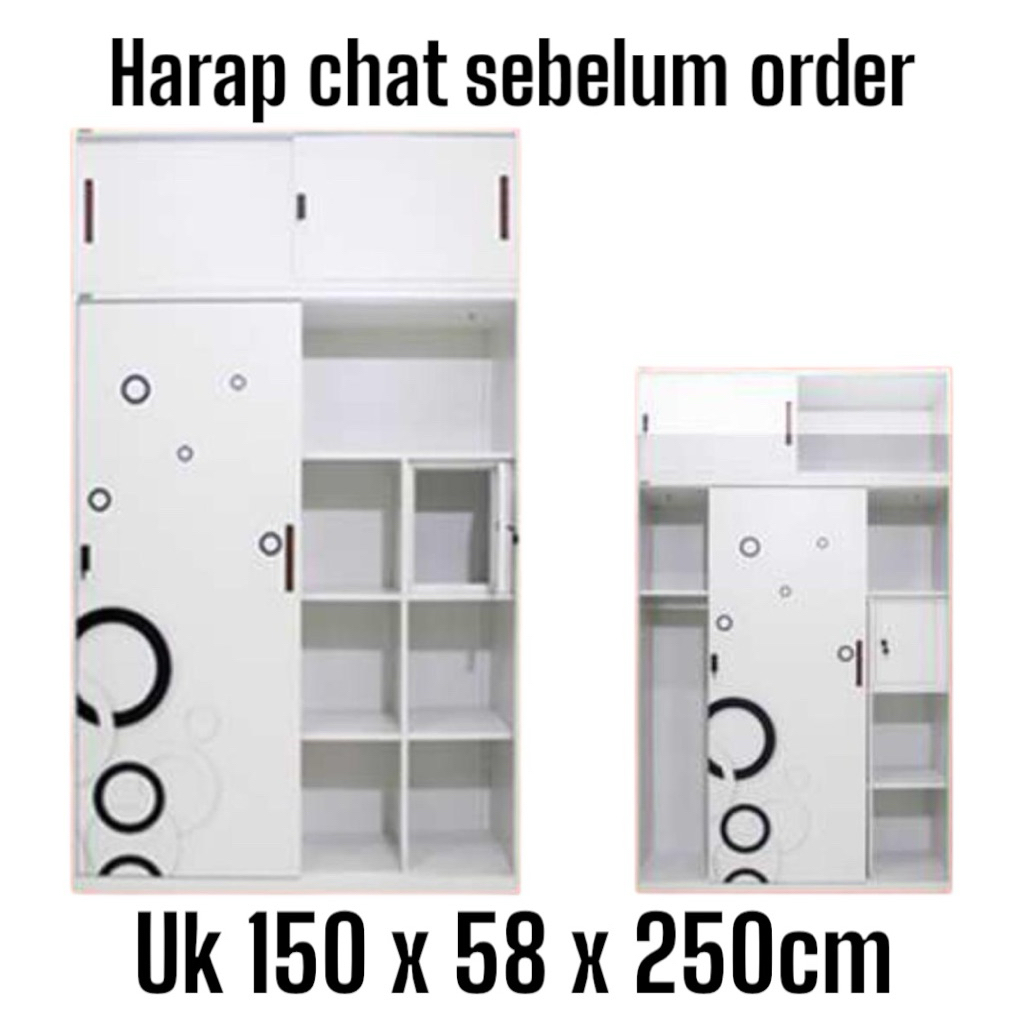 Jual Lemari Pakaian / Lemari Baju Plat Besi Sliding Jumbo Rak Atas ...