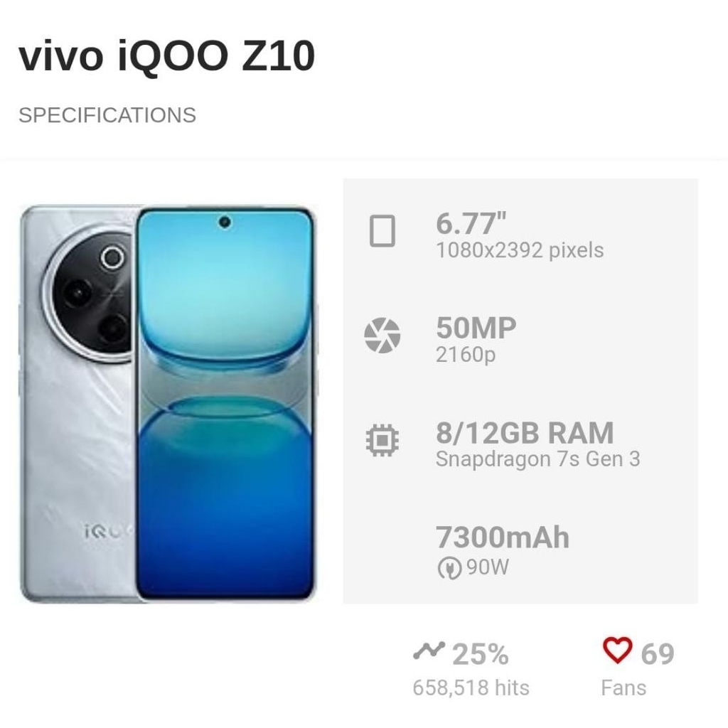 Jual NEW IQOO Z10 5G 12-512 | 12-256 | 8-256 | 8-128 | SNAPDRAGON 7s GEN 3 4nm | BATT 7.300mah ...