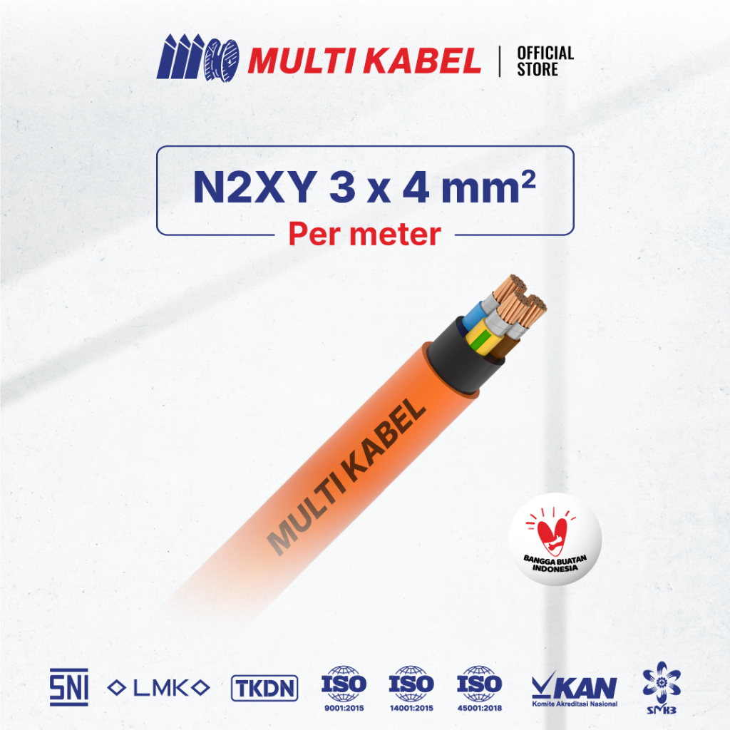 Jual MULTI KABEL-Kabel N2XY - Fire Resistant Cable FRC 3x4 mm²-Orange-Permeter | Shopee Indonesia