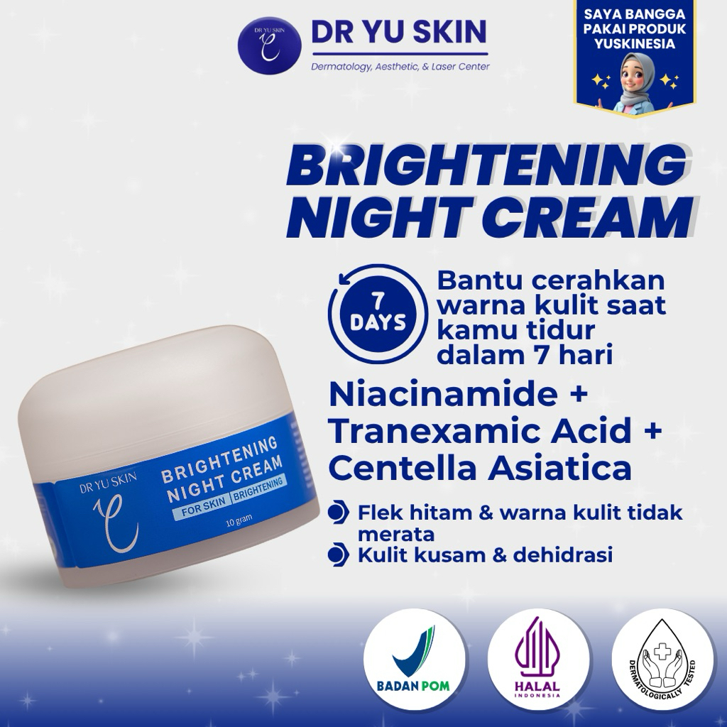 Jual DR YU SKIN Brightening Night Cream 10 gram | mengandung AHA dan Niacin Vitamin B ...