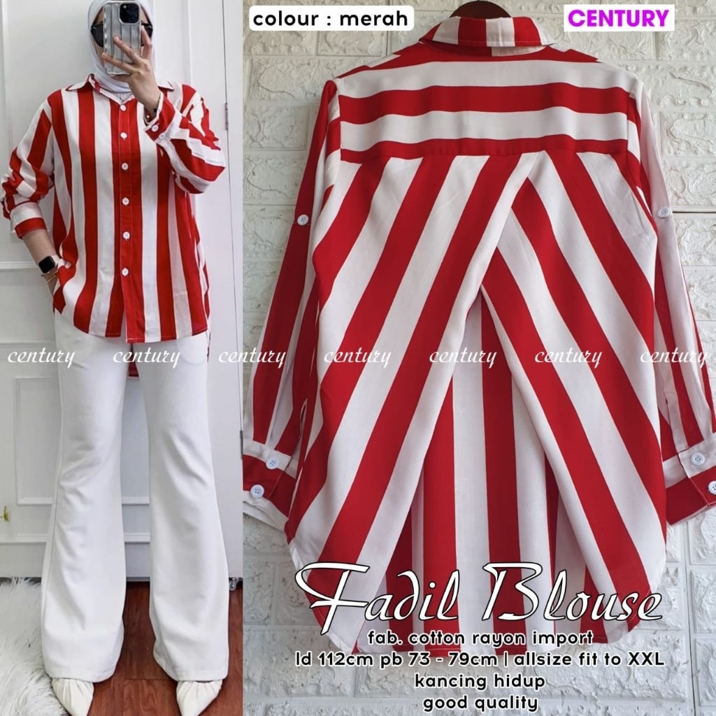 Jual Fadil Blouse Kemeja Merah Putih Bahan Rayon ORI by Century ...