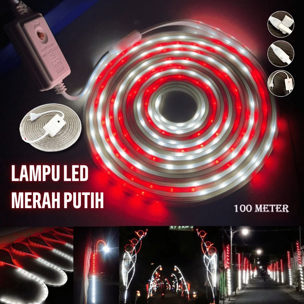 Jual Lampu led strip selang SMD 5050 220v 100m 100 meter MERAH PUTIH ...