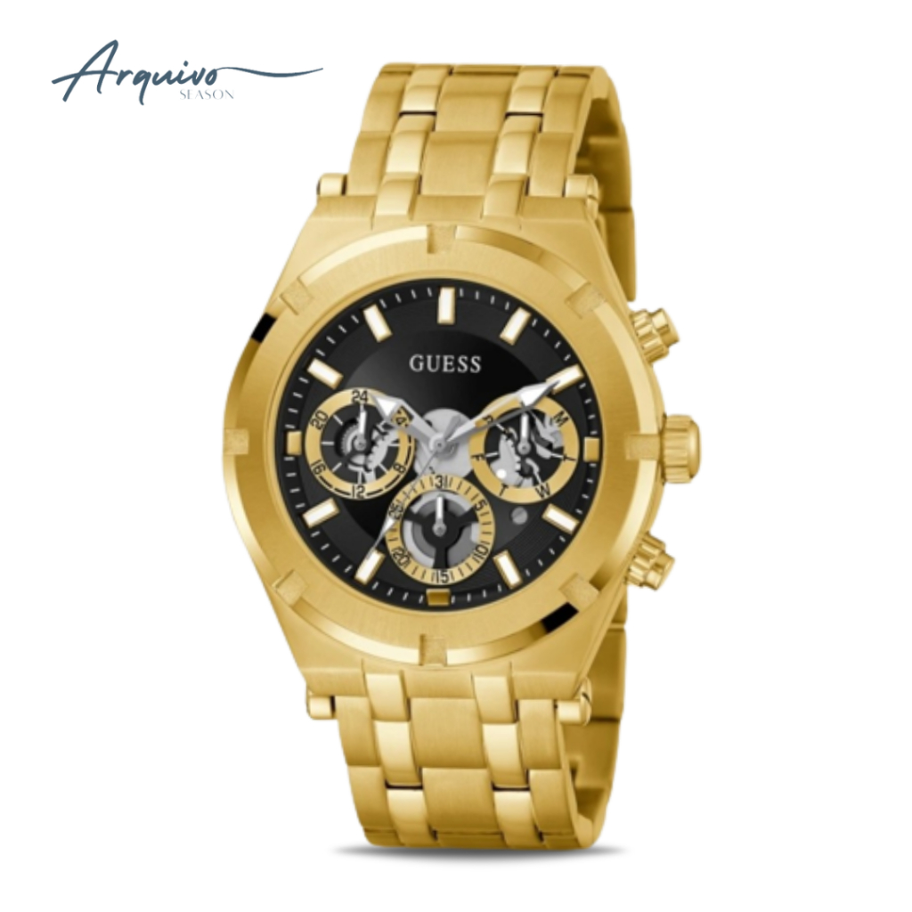 Jual Jam Tangan Guess Pria Continental Chronograph Gold Stainless Steel ...