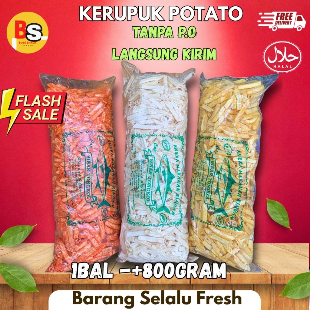 Jual kerupuk potato 1 bal/kerupuk potato murah 1 bal original / kerupuk ...