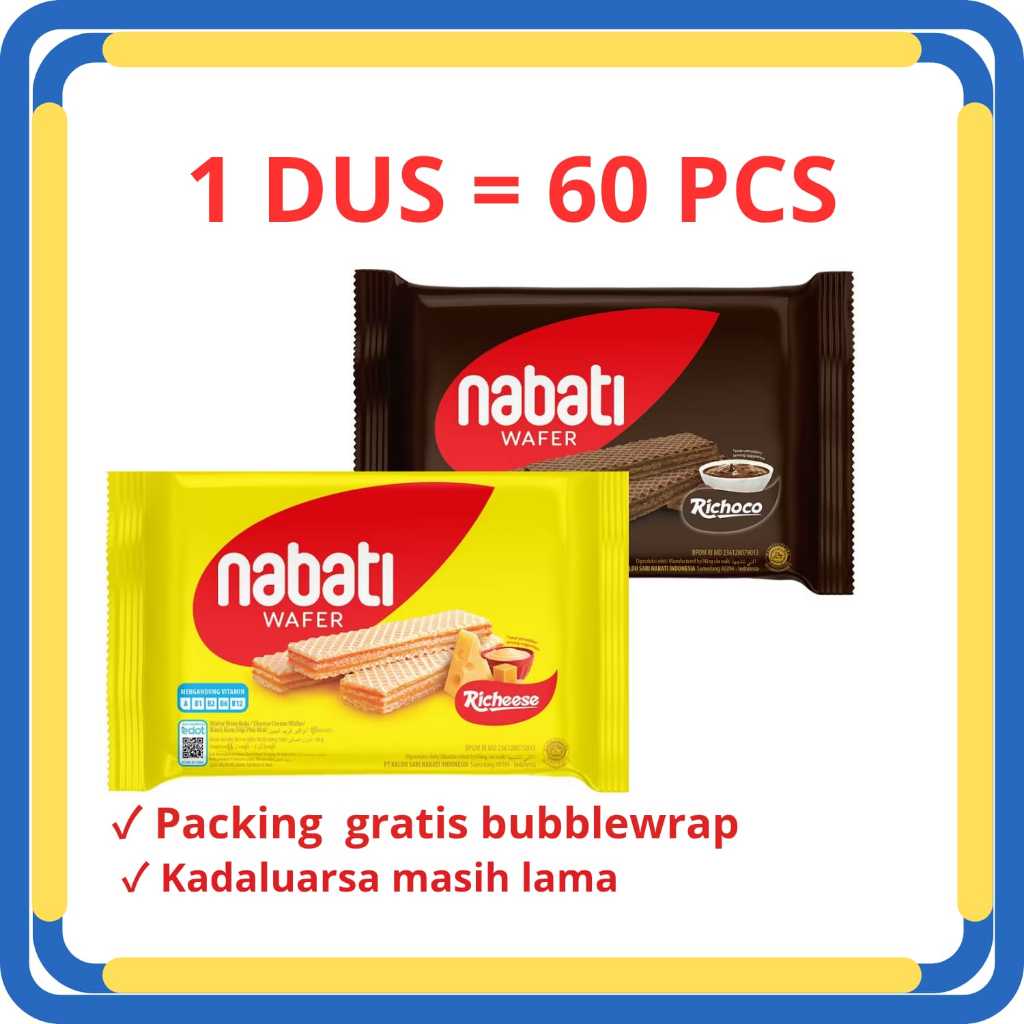 Jual Nabati Waffer 1 Dus 60 Pcs Varian Rasa Cokelat Keju | Shopee Indonesia