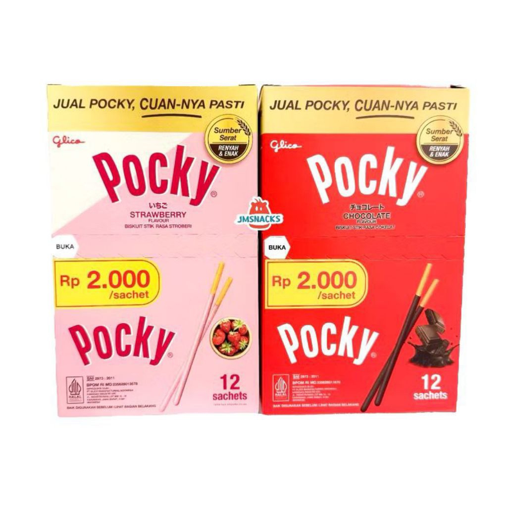 Jual Snack Pocky 2.000 1 Box Isi 12 Sachet Biskuit Stick Rasa Cokelat ...