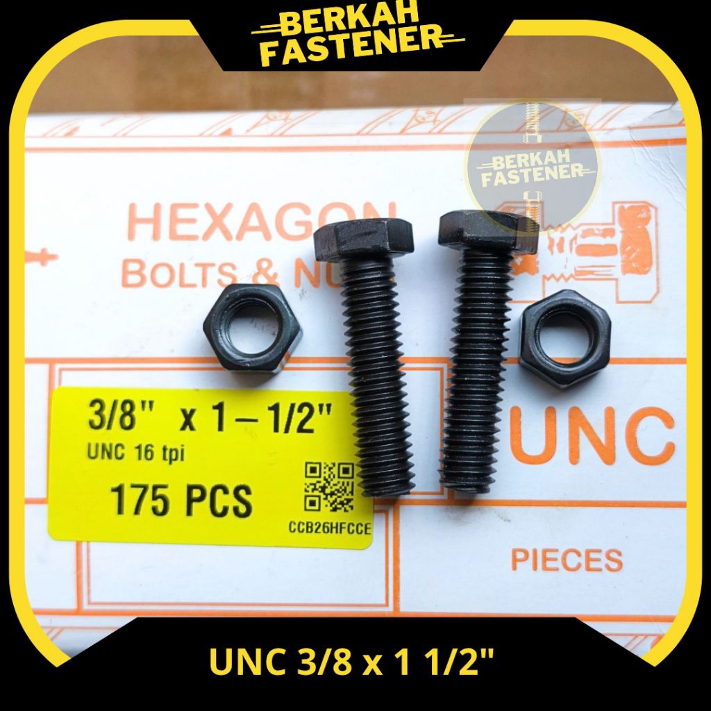 Jual Baut Besi UNC 3/8" x 1 1/2" inchi | Shopee Indonesia