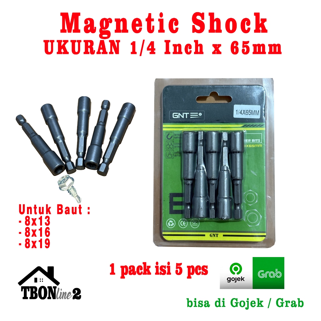 Jual Mata Obeng Roofing Adapter Hex Socket Magnetic Set 1/4 Inch 65mm ...