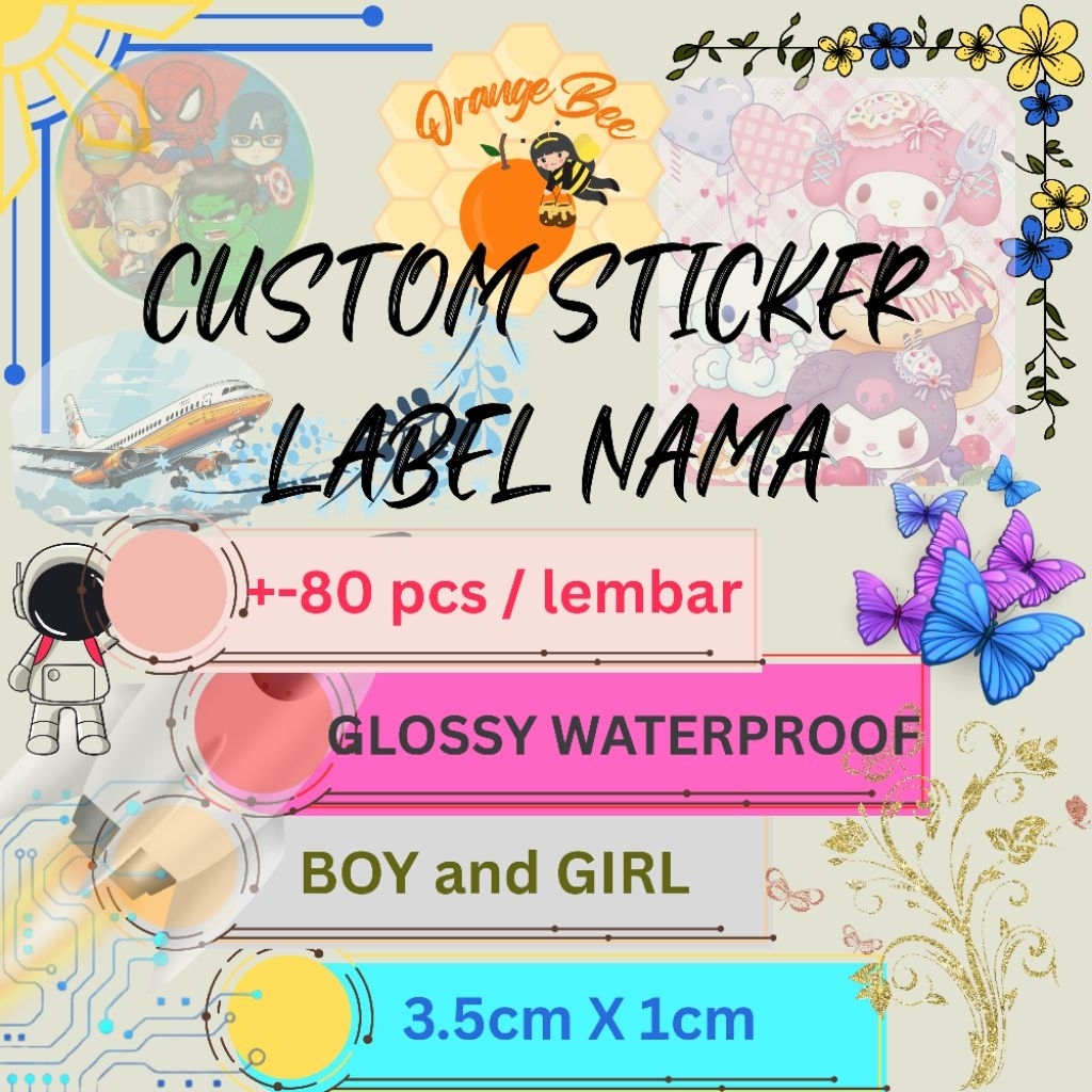 Jual 80pcs Sticker Label Nama ukuran KECIL / Sticker Custom Stiker ...
