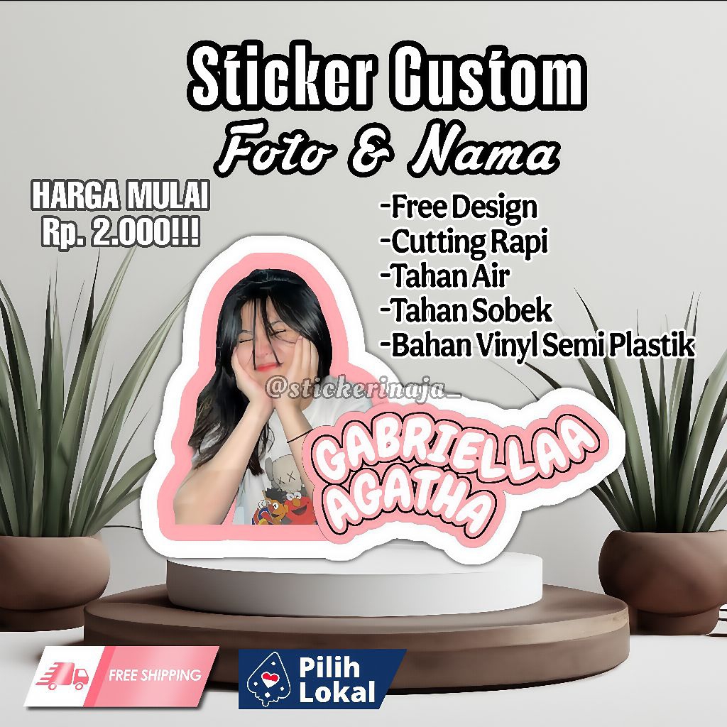 Jual Vinyl Waterproof Sticker Custom Foto Dan Nama | Shopee Indonesia