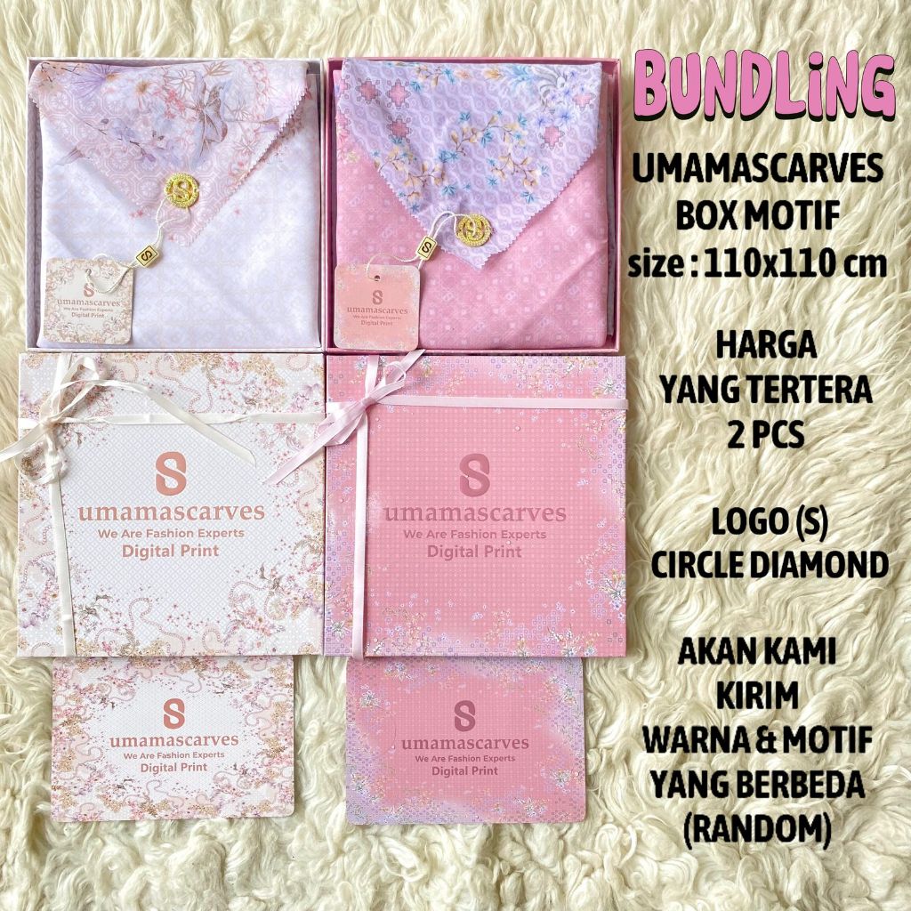 Jual UMAMA SCARVES BOX MOTIF BY UMAMA ISI 2 PCS RANDOM MOTIF DAN WARNA ...