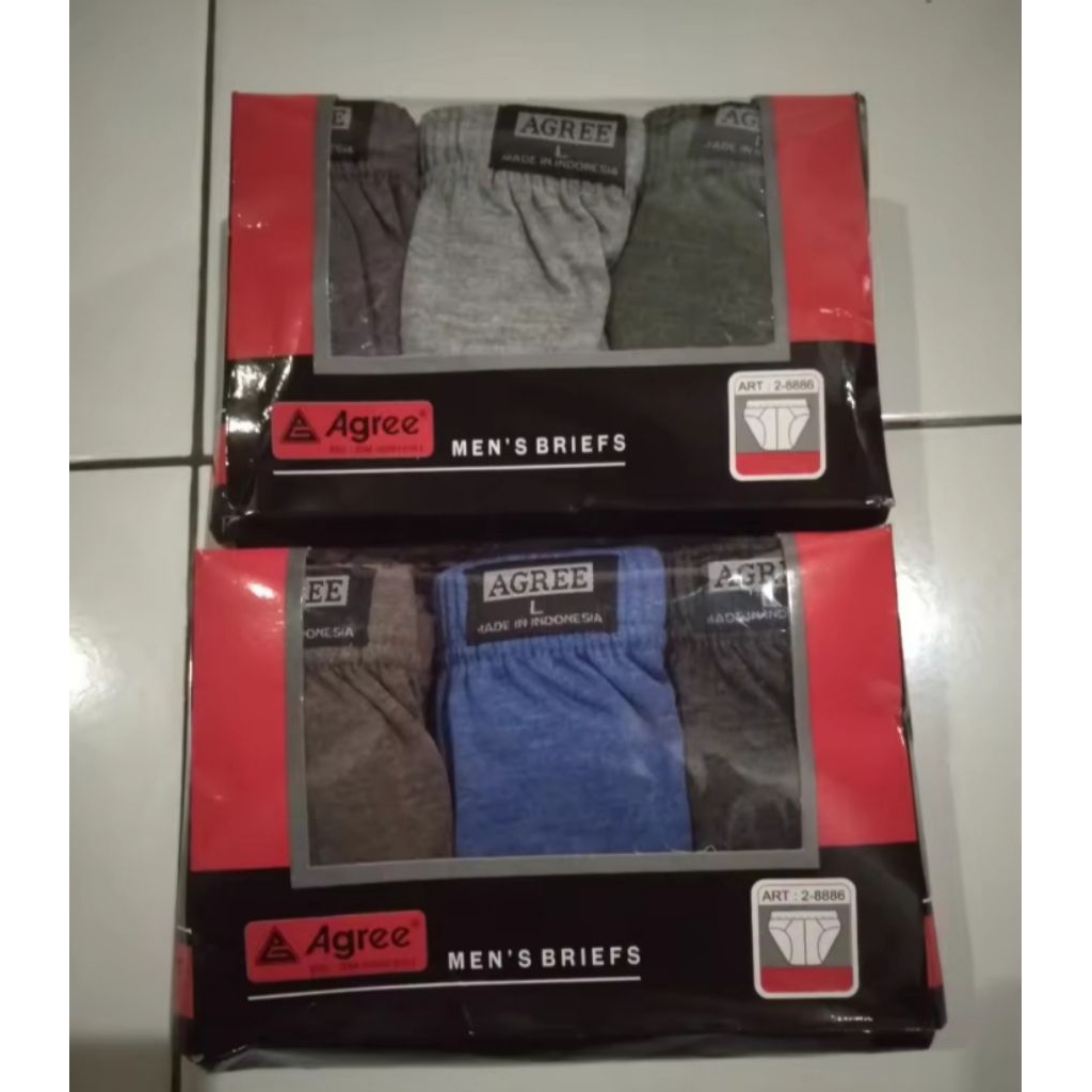 Jual celana dalam pria agree 1 box isi 3pcs siz M,L,XL,XXL | Shopee ...