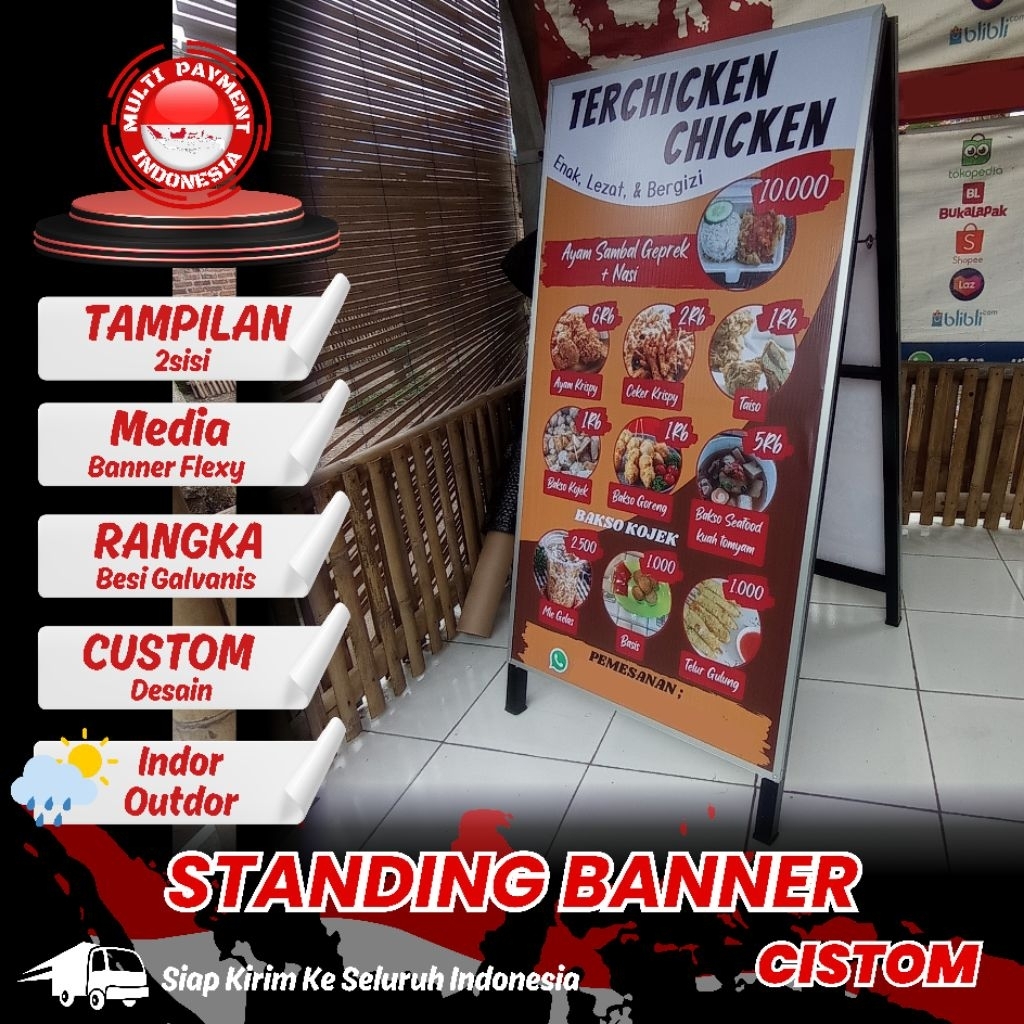 Jual ( MPI2 ) STANDING BANNER BESI HOLLOW / PAPAN IKLAN SEGITIGA 60CM X ...