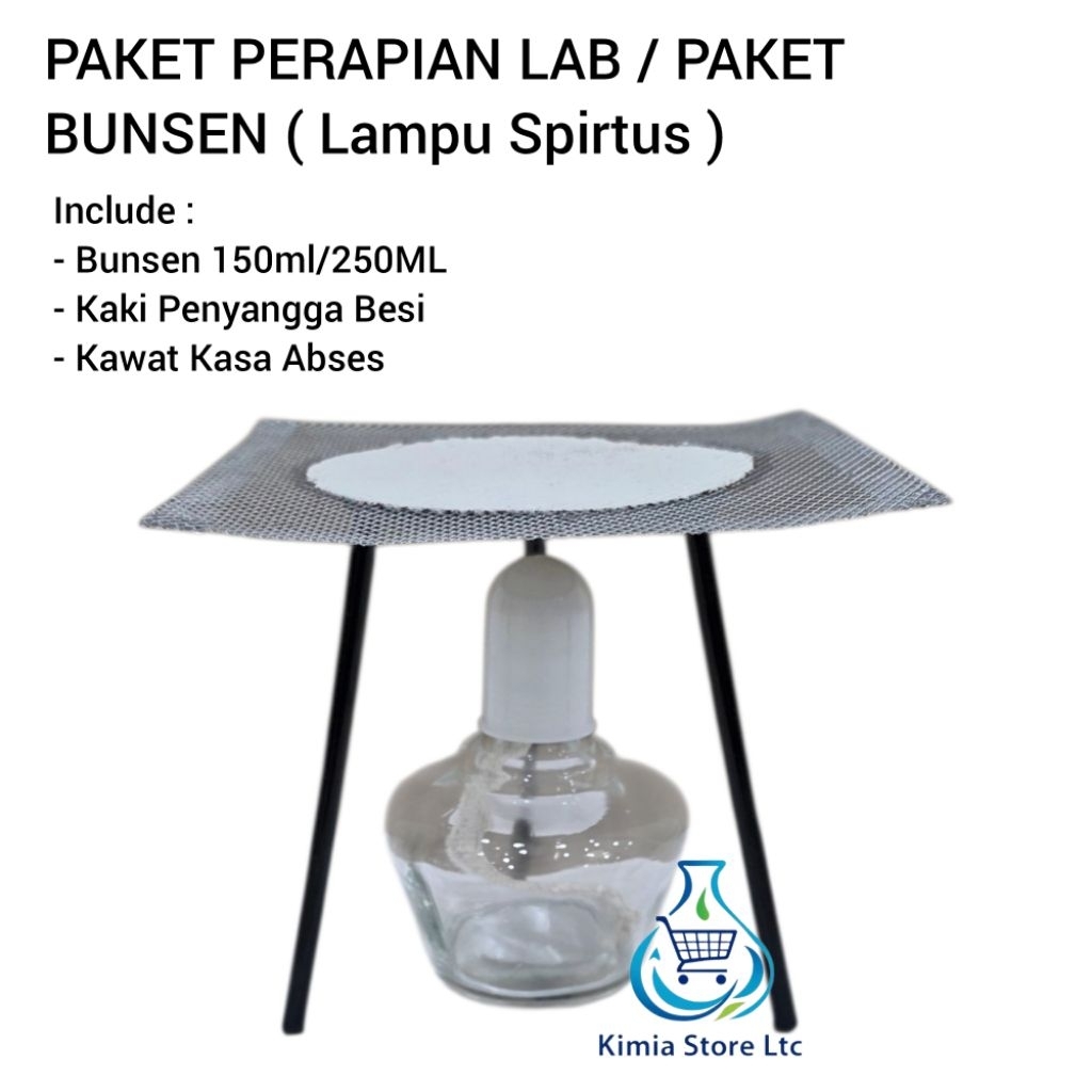 Jual PAKET BUNSEN SPIRITUS SET ( BUNSEN 150ML + KAKI PENYANGGA + KAWAT ...