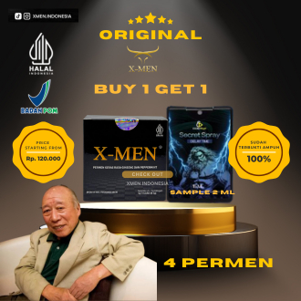 Jual PERMEN XMEN STAMINA PRIA 1 BOX (4 PCS) +2ML SECRET SPRAY 100% ...