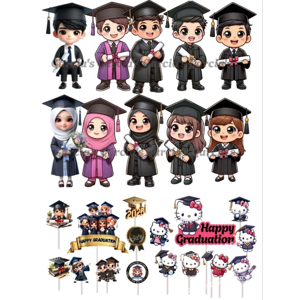 Jual (isi 3)Topper Wisuda / topper graduation / greeting card / sticker ...