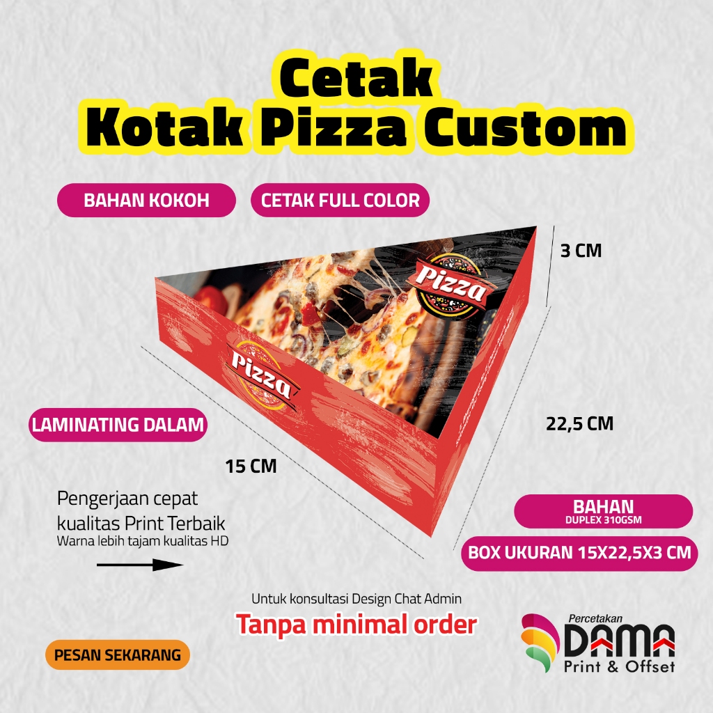 Jual CETAK KOTAK PIZZA CUSTOM / KOTAK PIZZA 21X50 CM / KOTAK PIZZA ...