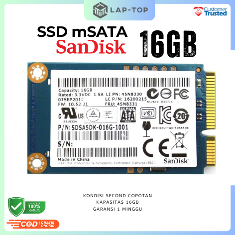 Jual SSD mSATA SANDISK 16GB Second ORIGINAL | Shopee Indonesia