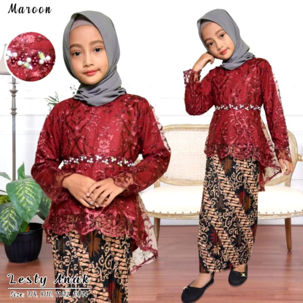 Jual Stelan kebaya anak Lesty free hijab | kebaya anak viral | kebaya ...