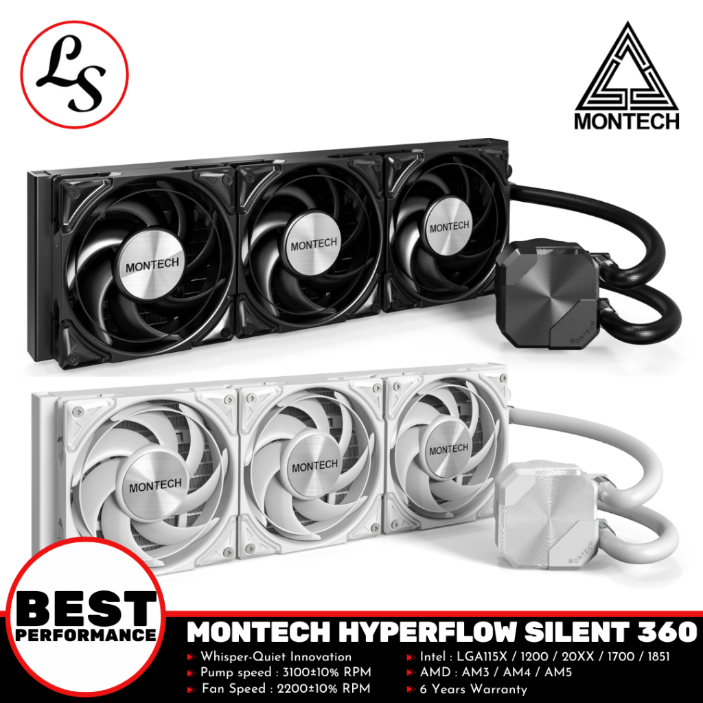 Jual MONTECH CPU COOLER Hyperflow Silent 360 360mm AIO Liquid CPU Cooler | Shopee Indonesia