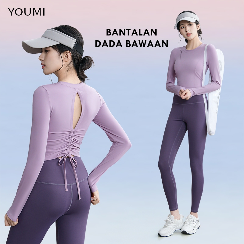 Jual YOUMI Baju Gym Kaos Olahraga Wanita Lengan Panjang Polos Premium ...
