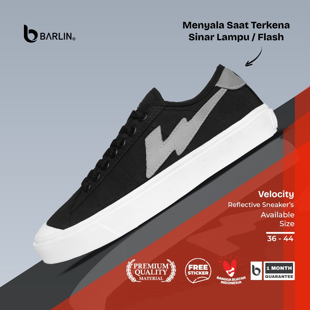 Jual BARLIN - Sepatu Reflective Mono Black Menyala Dalam Gelap - Sepatu ...