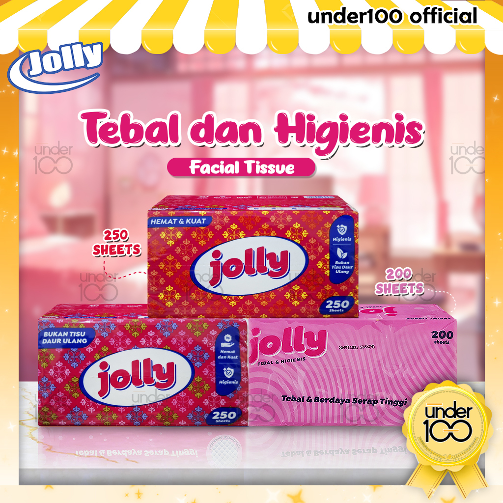 Jual Under100 Tissue Jolly 2 Ply 200 | 250 sheets | Facial Tissue ...