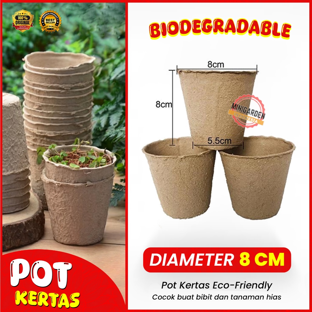Jual POT KERTAS 8CM pot biodegradable pot tanaman pot bibit pot semai ...