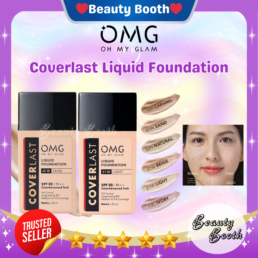 Jual OMG Oh My Glam Coverlast Liquid Foundation full Coverage 25ml ...