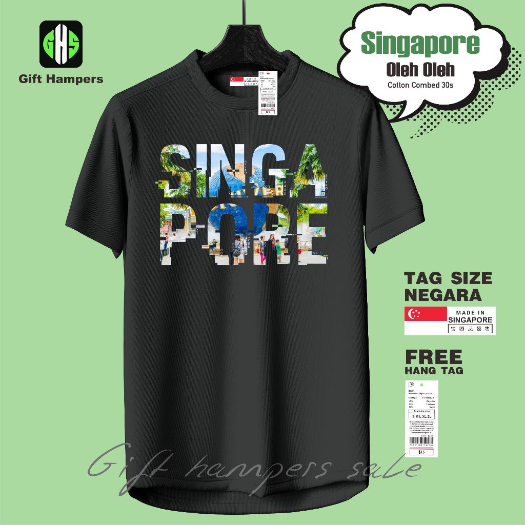 Jual Souvenir Kaos Oleh Oleh Singapore Singapura Hitam Cotton 30s ...